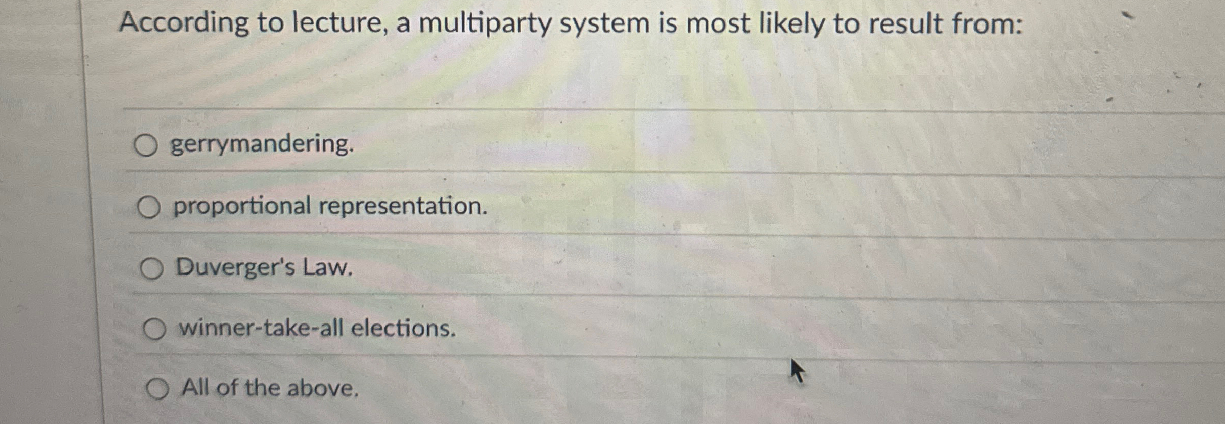 Solved According to lecture, a multiparty system is most | Chegg.com