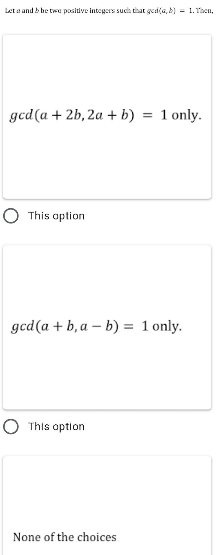 Solved Let a and b be two positive integers such that | Chegg.com