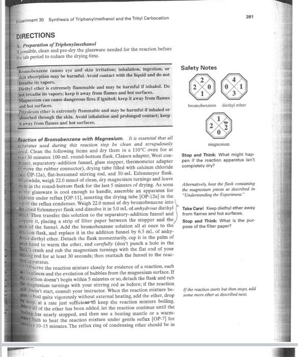 Solved Experiment 30 Synthesis of Triphenylmethanol and the | Chegg.com