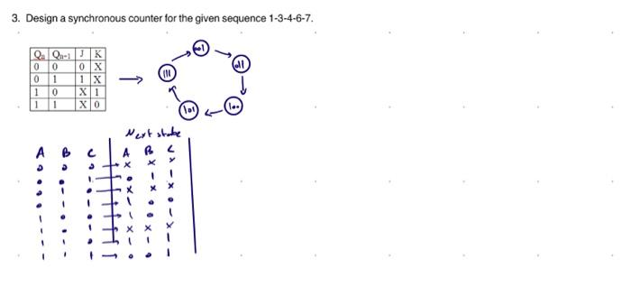Solved 3. Design a synchronous counter for the given | Chegg.com