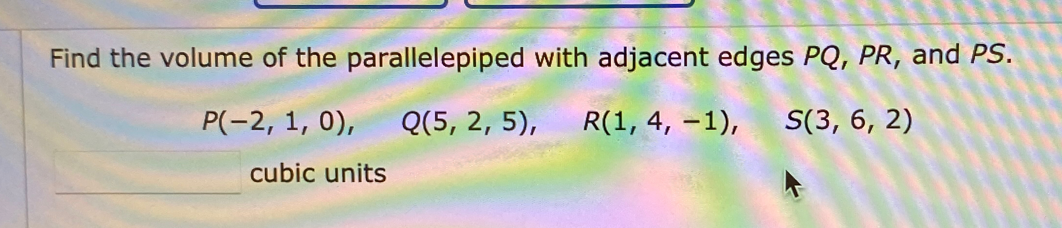 Solved Find the volume of the parallelepiped with adjacent | Chegg.com