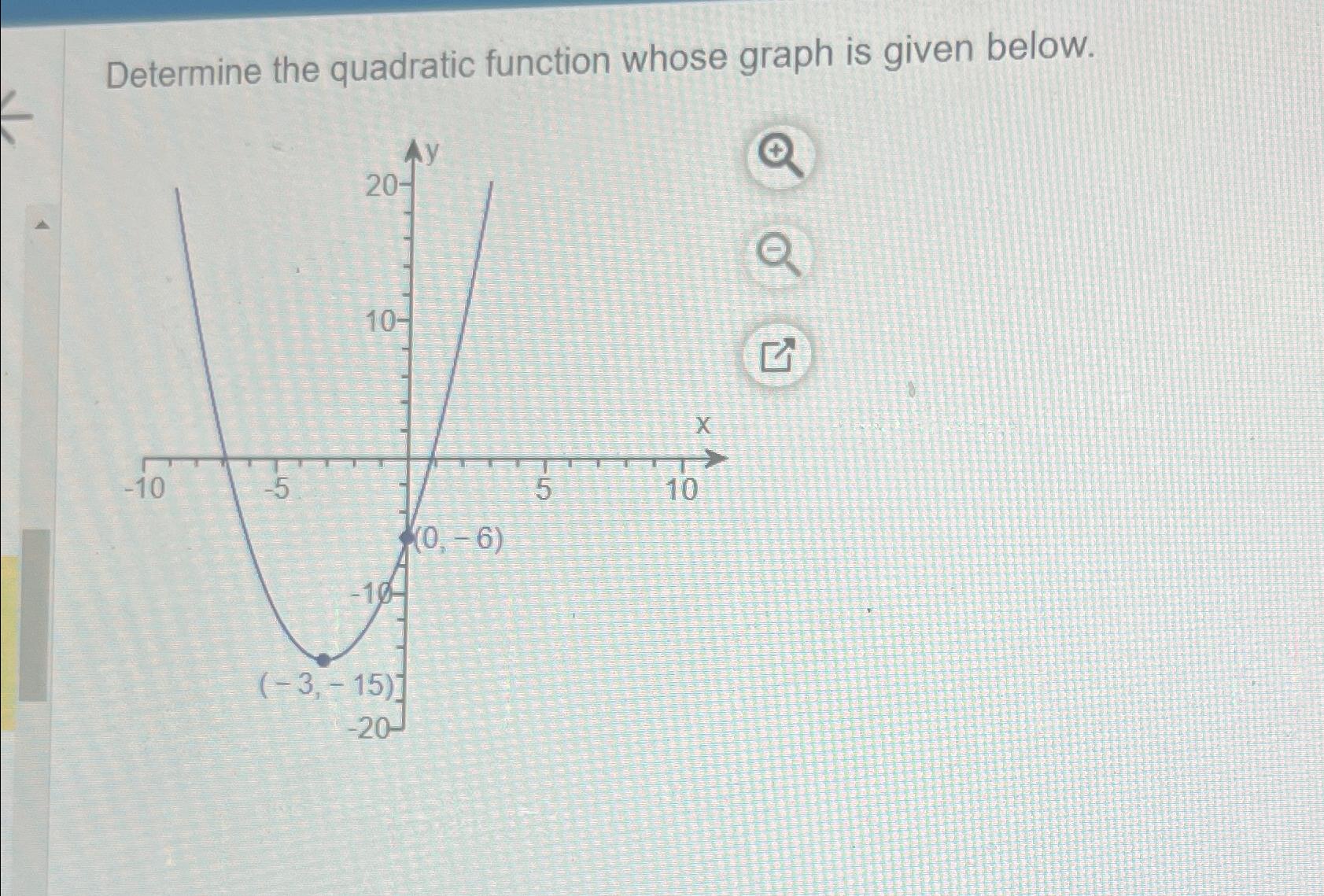 Solved Determine the quadratic function whose graph is given | Chegg.com