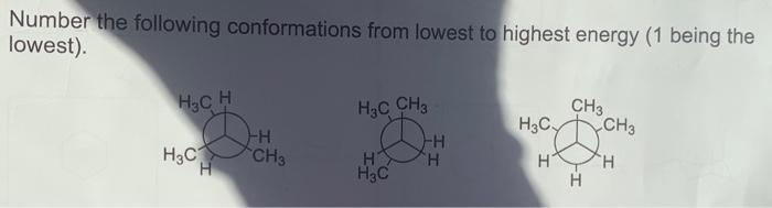 Solved Number the following conformations from lowest to | Chegg.com
