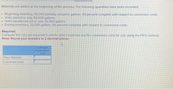 Solved Exercise 8-39 (Algo) Compute Costs per Equivalent | Chegg.com