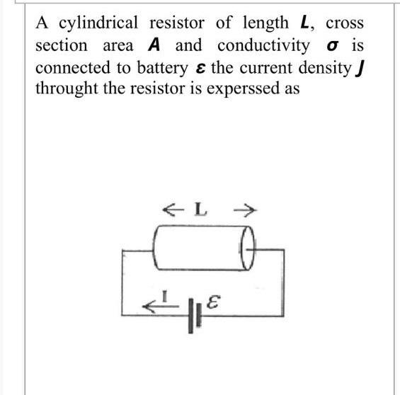 Solved A cylindrical resistor of length L, cross section | Chegg.com