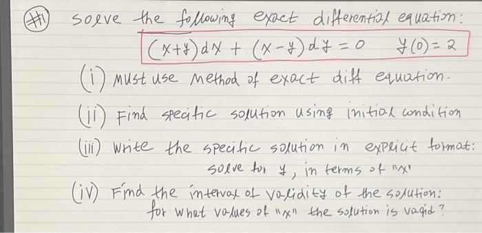Solved f) Solve the following exact differential equation: | Chegg.com