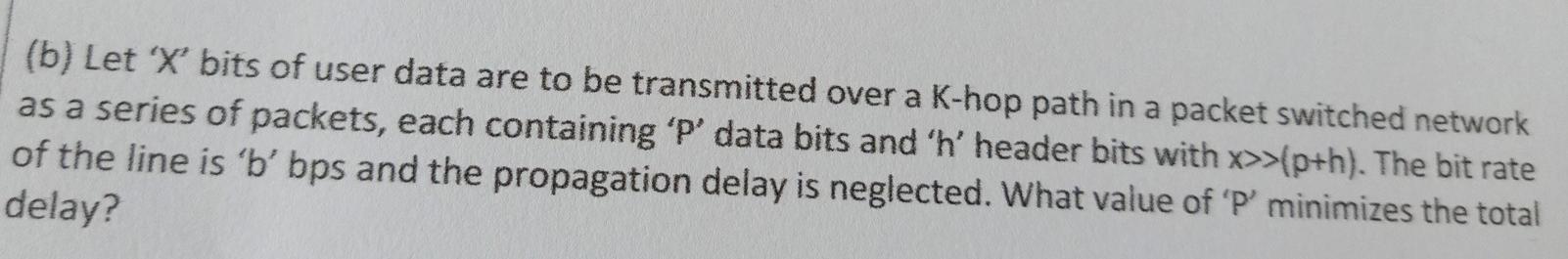 Solved (b) Let 'X' bits of user data are to be transmitted | Chegg.com