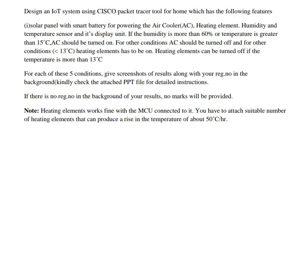 Design an IoT system using CISCO packet tracer tool | Chegg.com