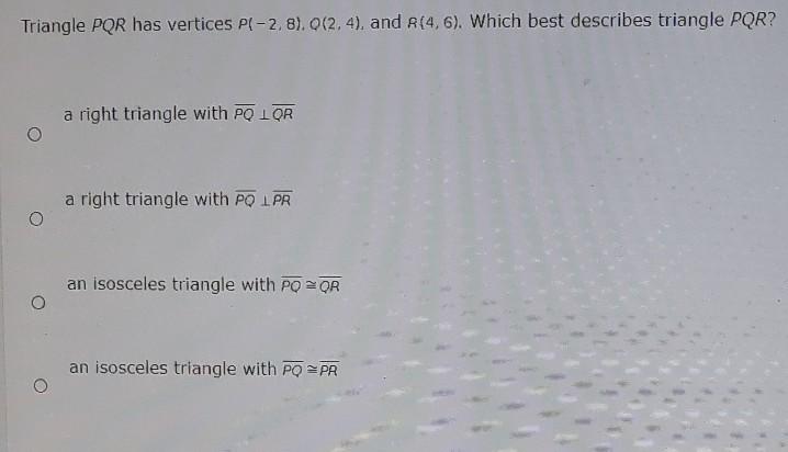 Solved Triangle PQR has vertices P(-2.8). O(2.4), and | Chegg.com