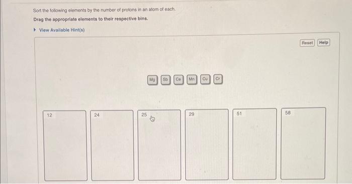 Solved Sort the following olements by the number of protons | Chegg.com