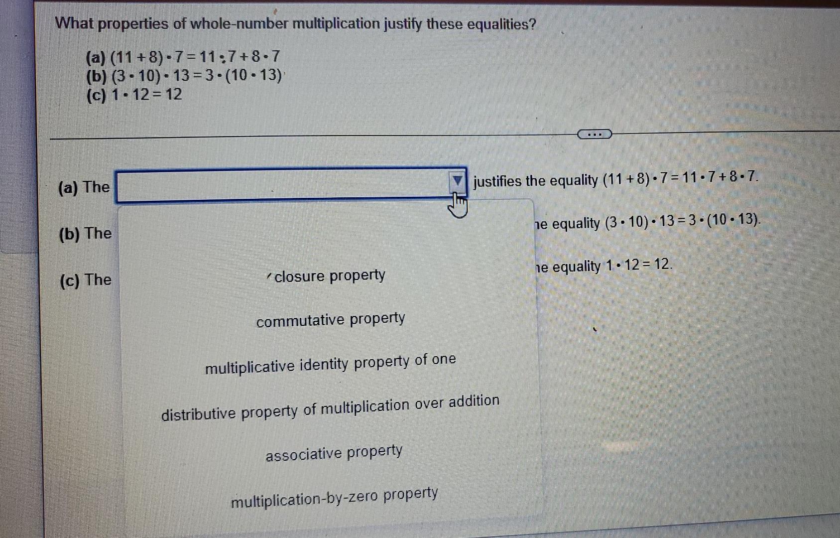 Solved What properties of whole-number multiplication | Chegg.com