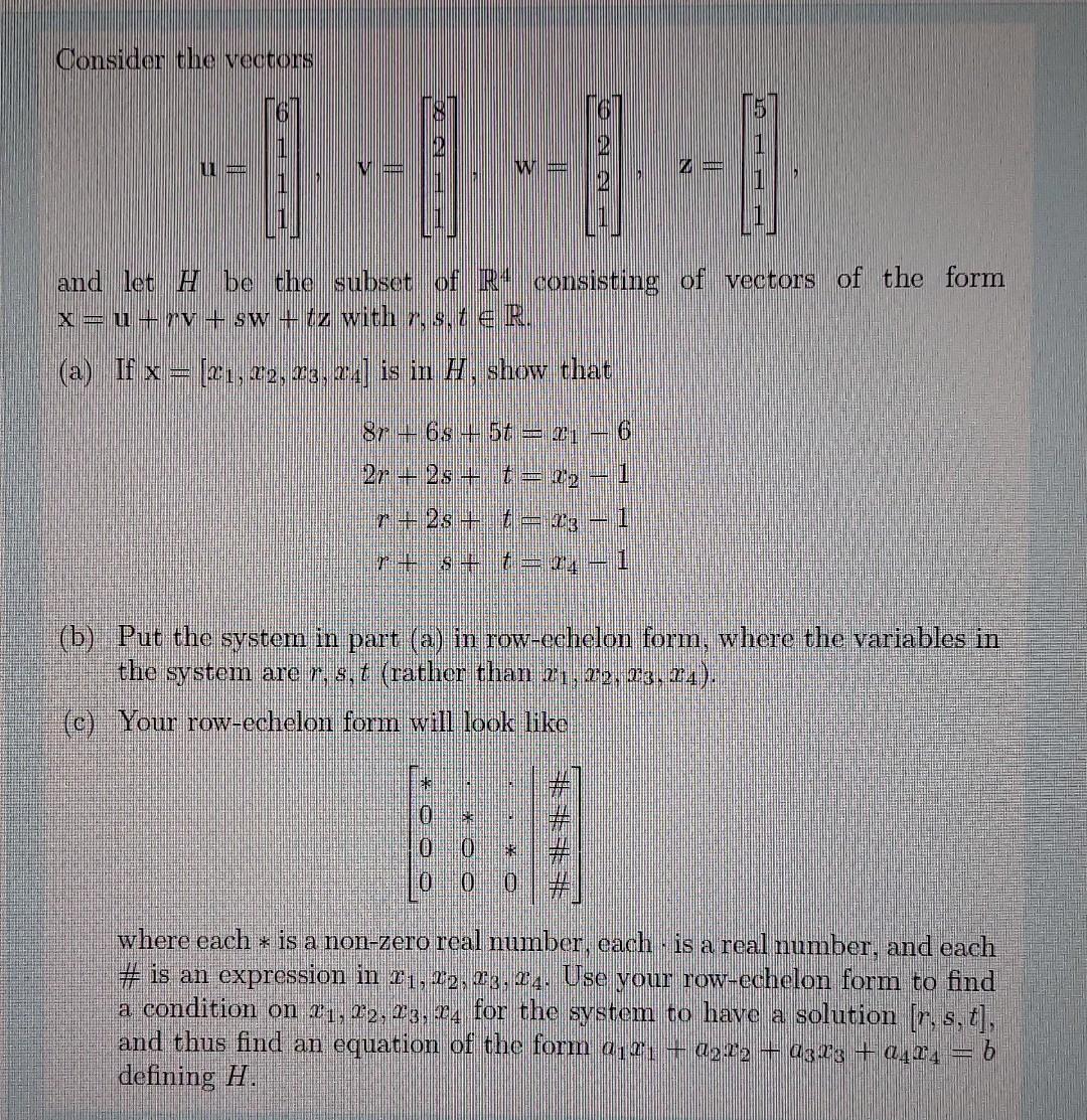 Solved Consider the vectors | Chegg.com