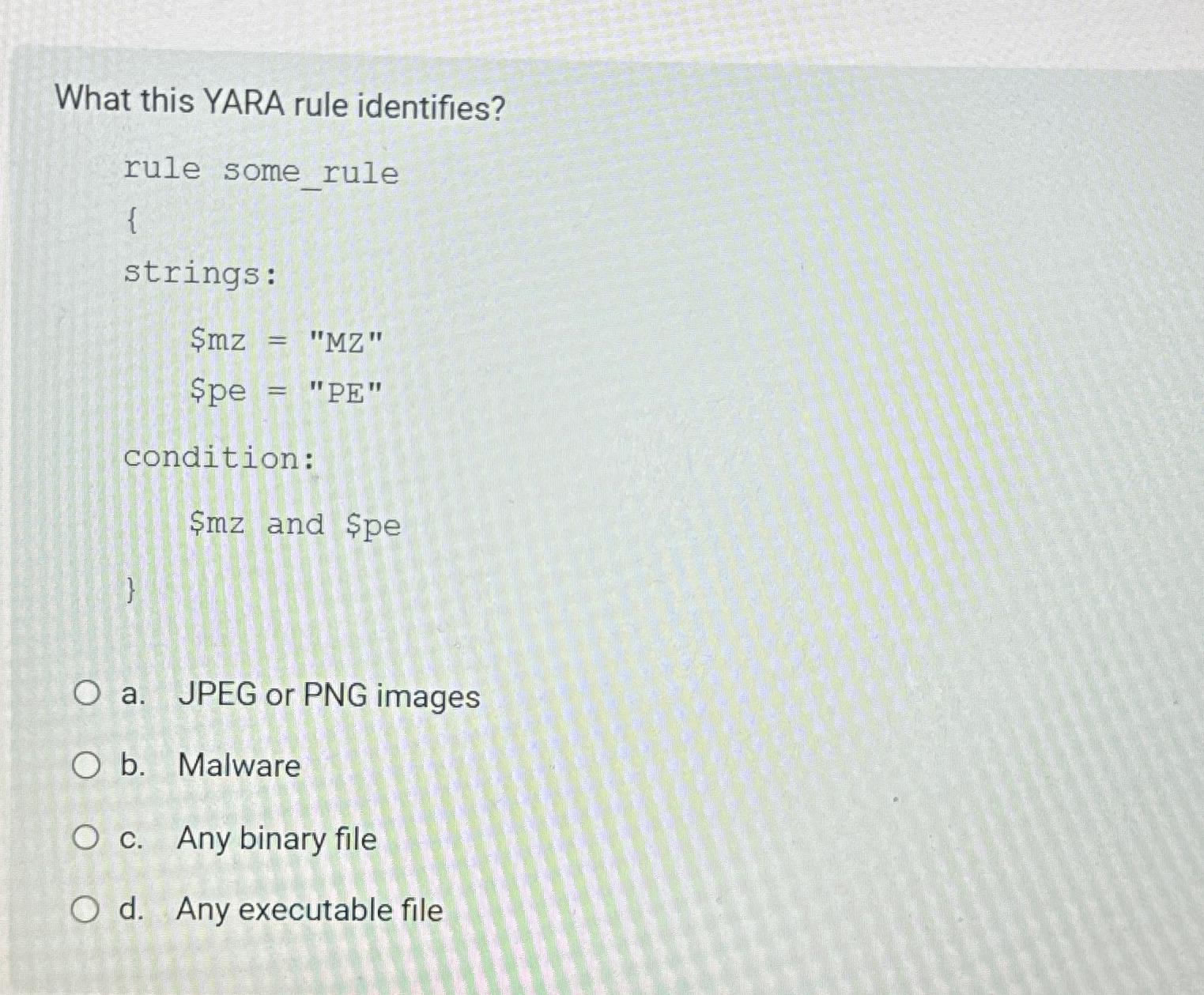 Solved What this YARA rule identifies?rule some | Chegg.com