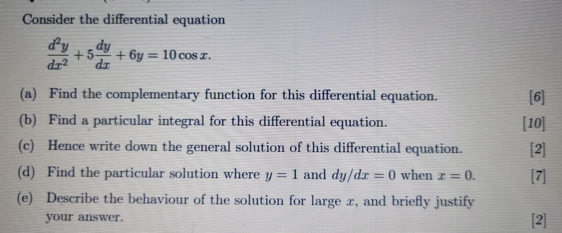 Solved Consider the differential equation | Chegg.com