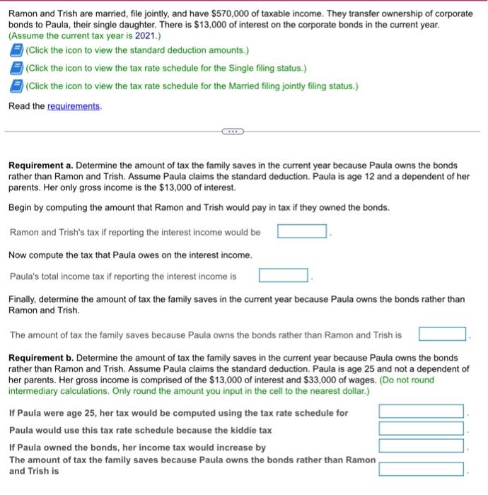 Ramon and Trish are married, filo jointly, and have | Chegg.com