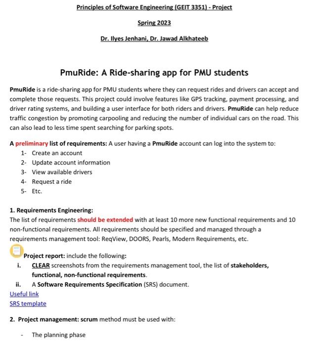 Solved PmuRide is a ride-sharing app for PMU students where | Chegg.com