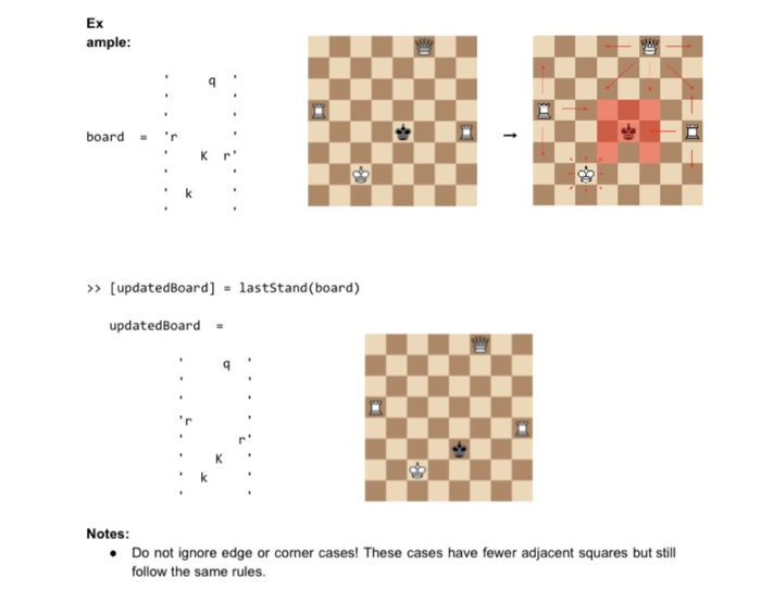 Solved Function Name: 1astStand Inputs: 1. (char) An 8x8 | Chegg.com