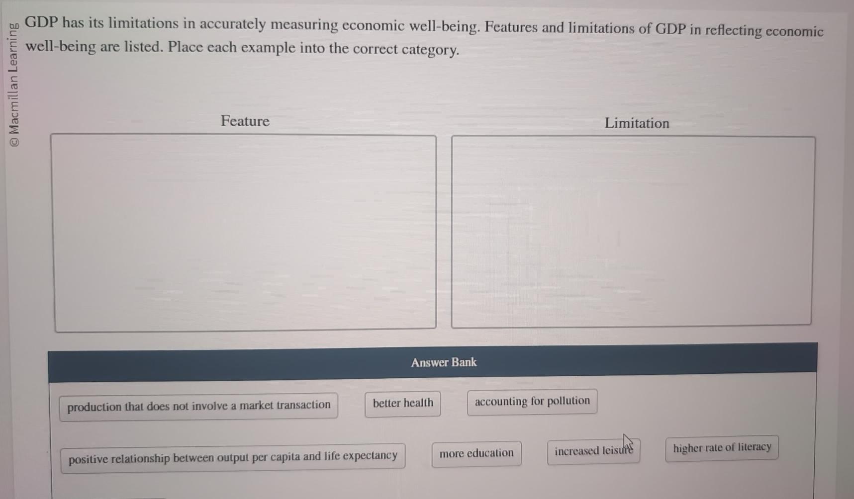 Solved GDP has its limitations in accurately measuring | Chegg.com Solved GDP has its limitations in accurately measuring | Chegg.com