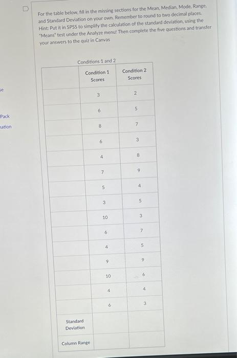 Solved For the table below, fill in the missing sections for | Chegg.com