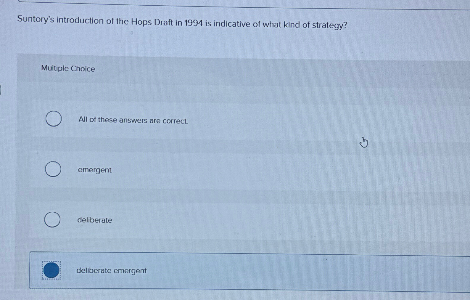 Solved Suntory's introduction of the Hops Draft in 1994 ﻿is | Chegg.com