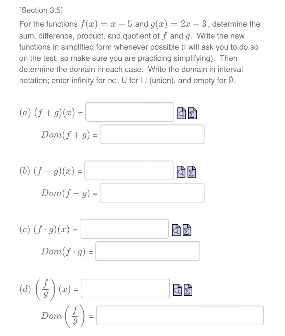 Solved [Section 3.5]For the functions f(x)=x-5 ﻿and | Chegg.com