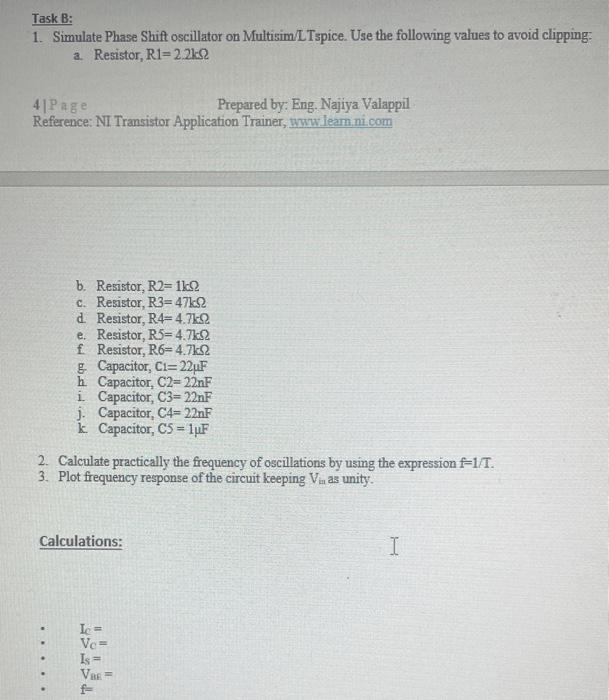 Solved Task B: 1. Simulate Phase Shift oscillator on | Chegg.com