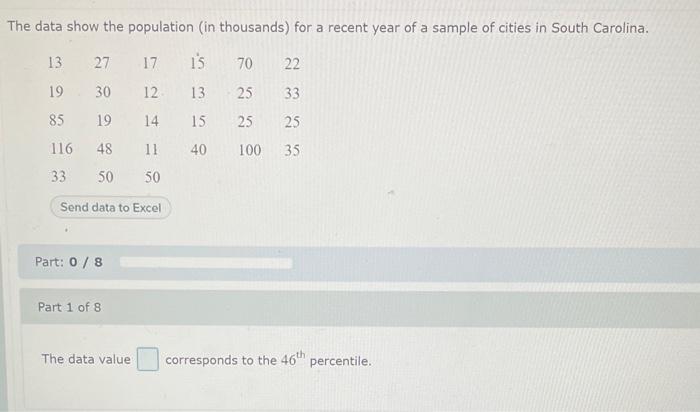 Solved The data show the population (in thousands) for a | Chegg.com
