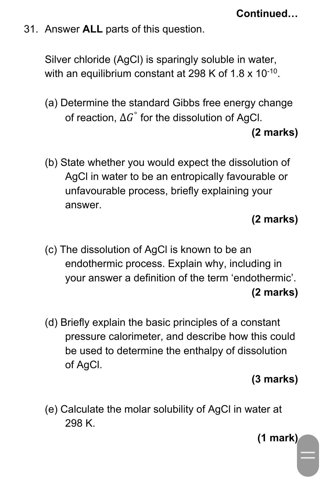 Solved Continued... 31. Answer ALL parts of this question. | Chegg.com