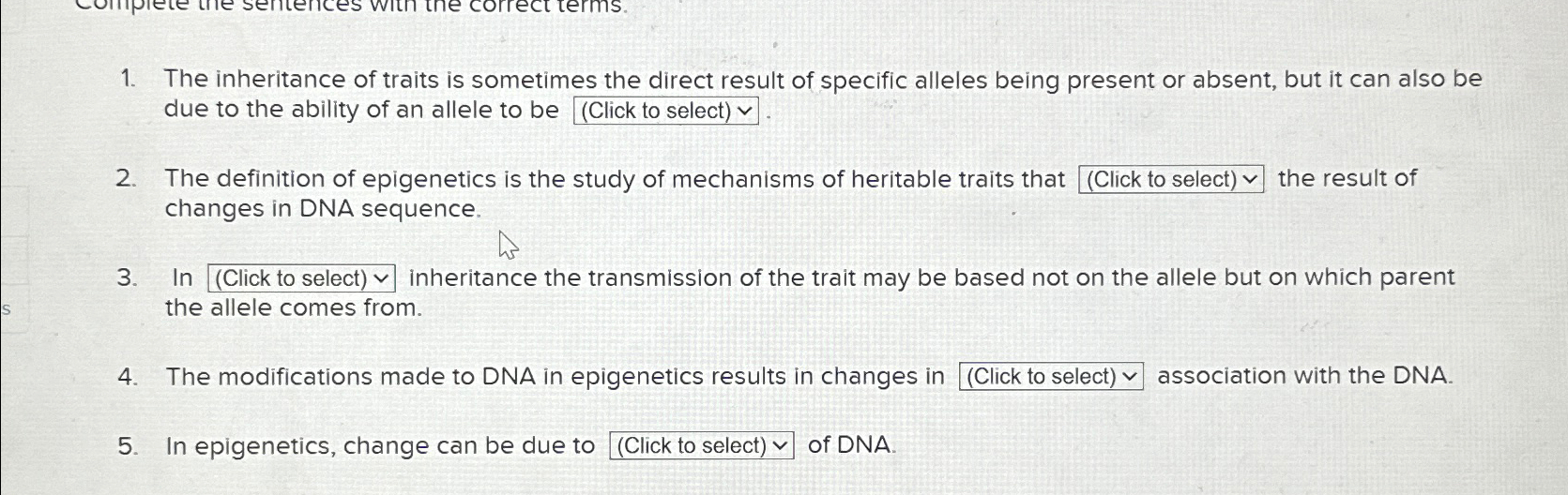 Solved The inheritance of traits is sometimes the direct | Chegg.com