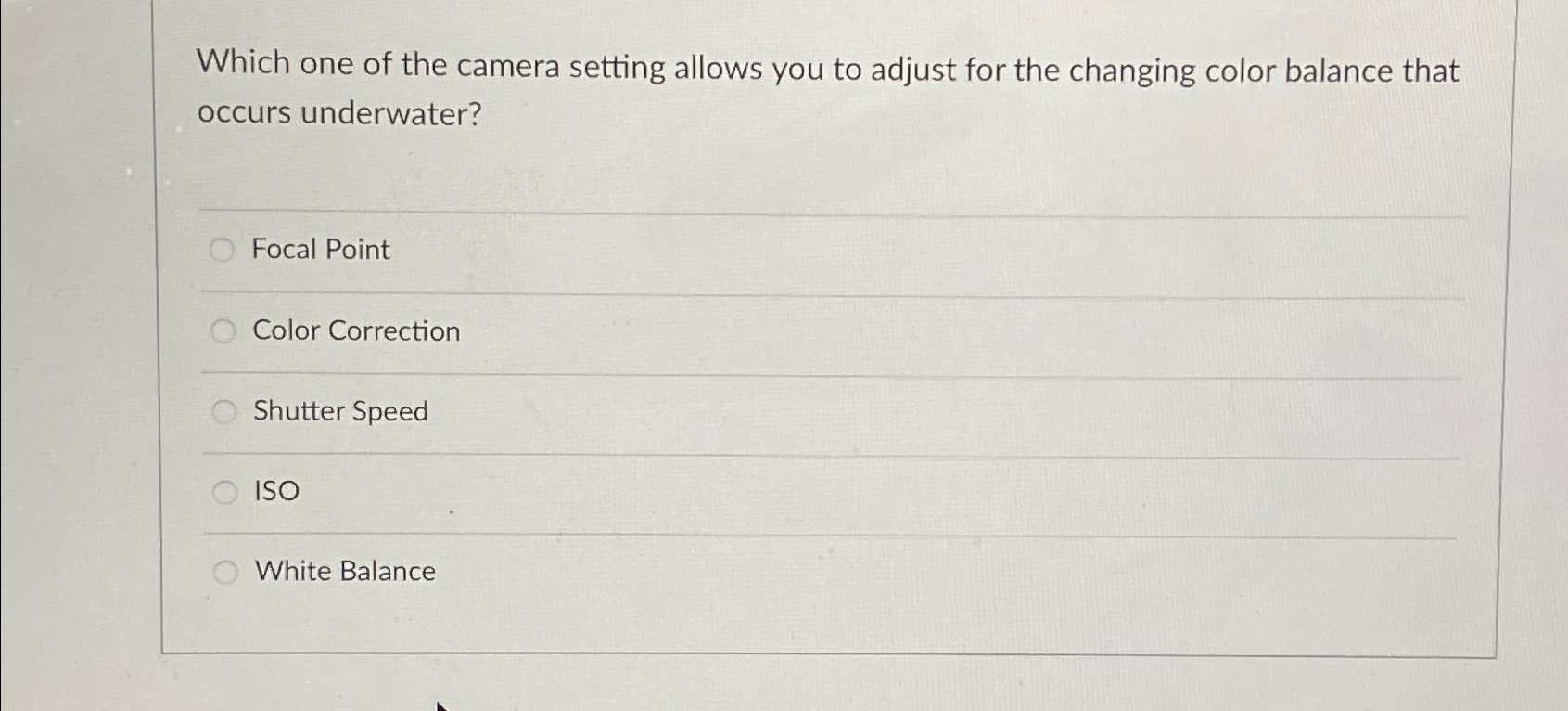 Solved Which one of the camera setting allows you to adjust | Chegg.com