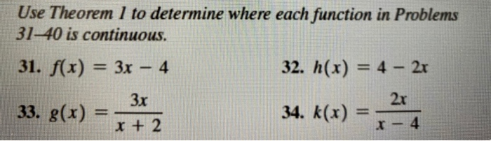 Solved Use Theorem 1 to determine where each function in | Chegg.com