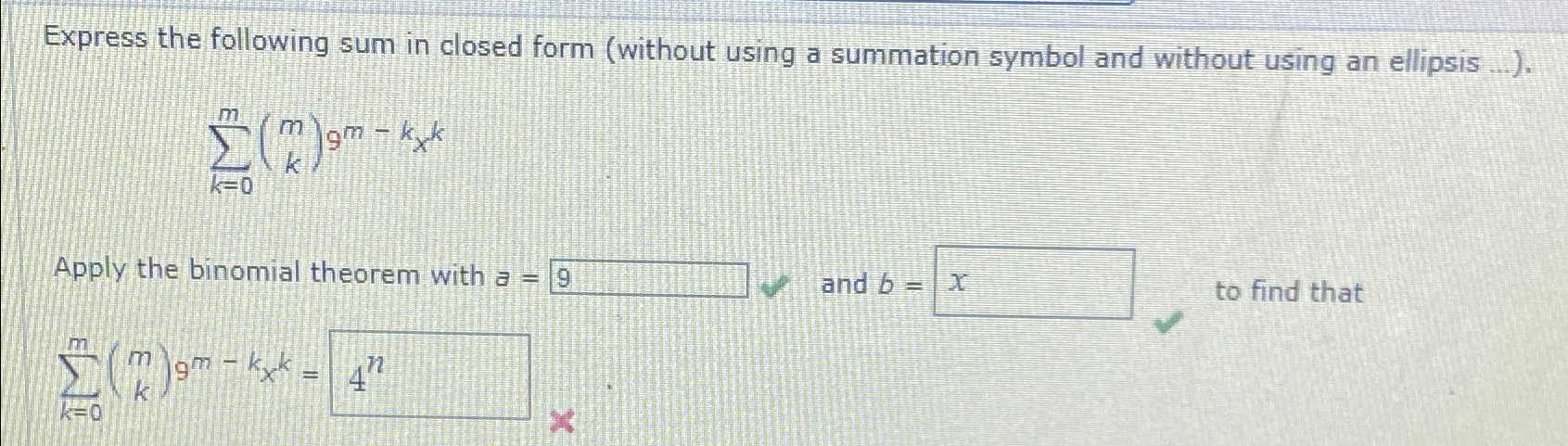 Solved Express the following sum in closed form (without | Chegg.com