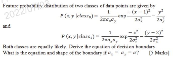Solved Feature 20 Probability distribution of two classes of | Chegg.com