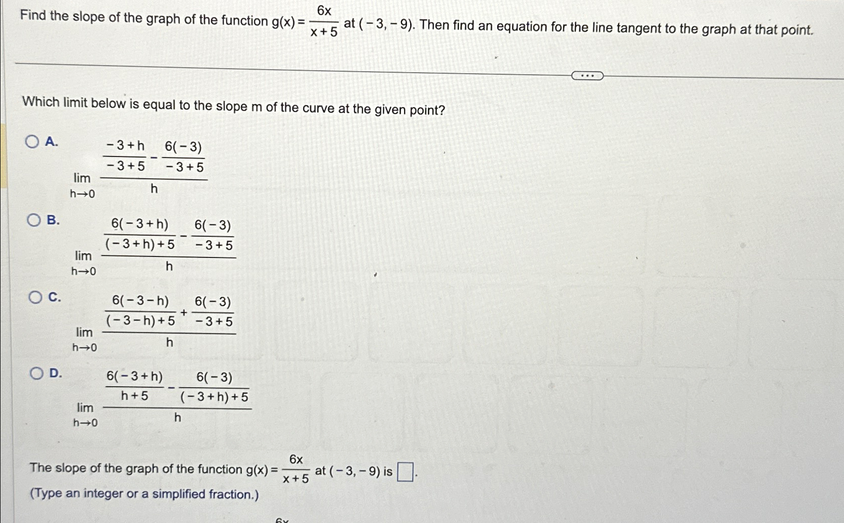 Solved Find the slope of the graph of the function | Chegg.com
