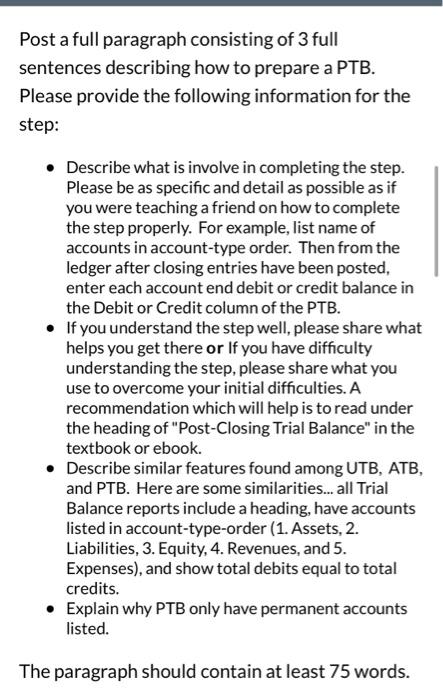 Solved Post a full paragraph consisting of 3 full sentences | Chegg.com