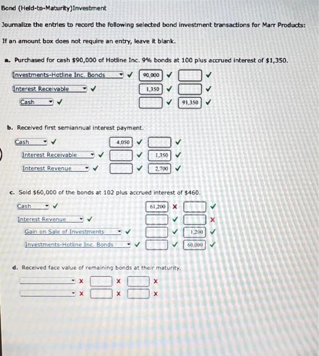 Solved Bond (Held-to-Maturity)Investment Journalize the | Chegg.com