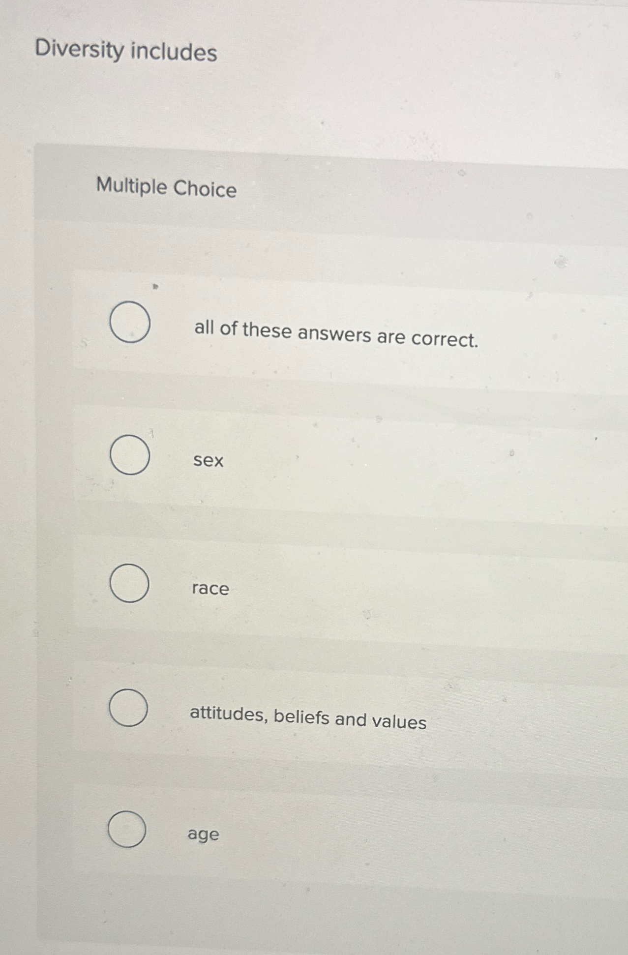 Solved Diversity includesMultiple Choiceall of these answers | Chegg.com