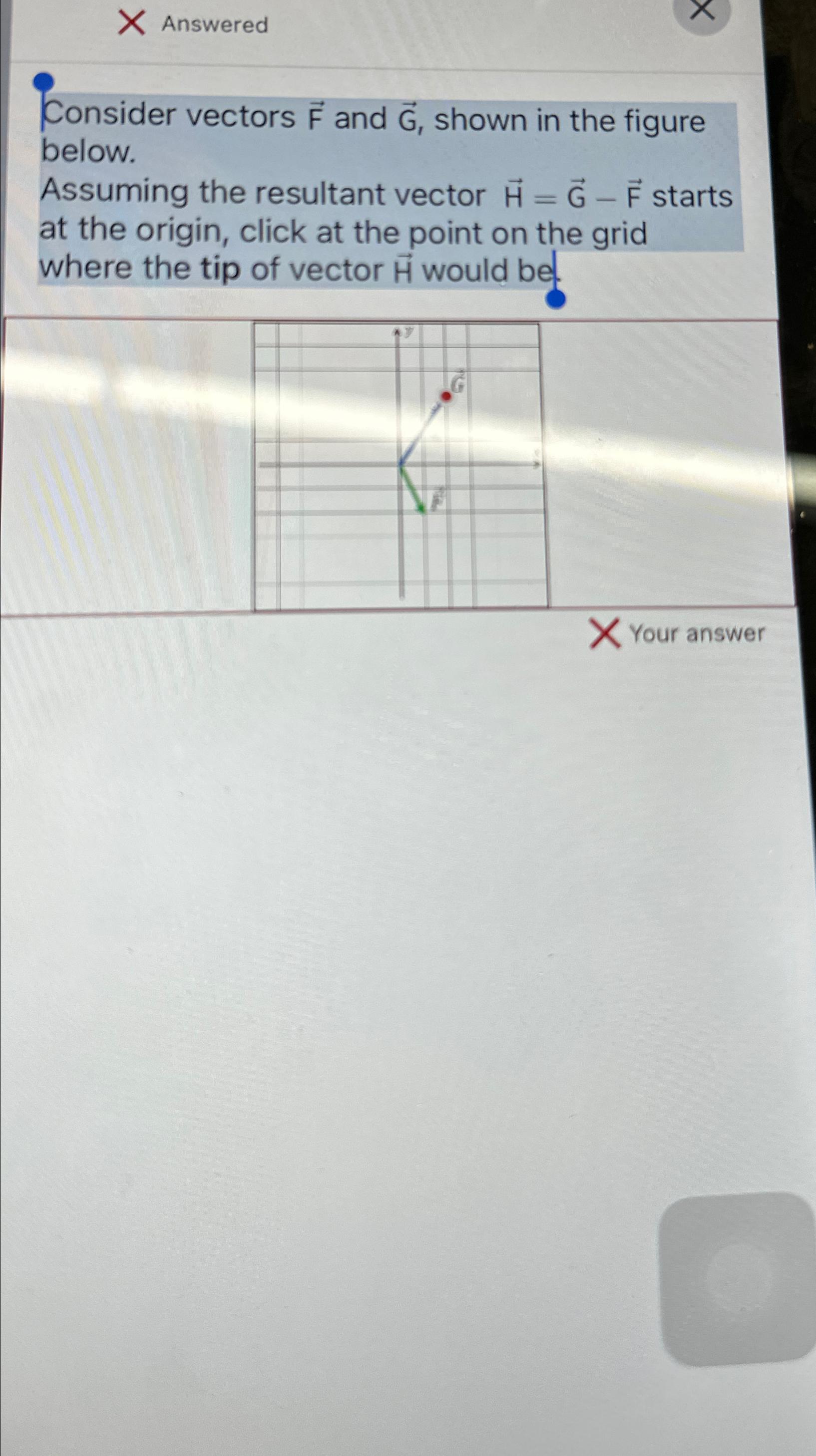 Solved Answered\\nConsider vectors vec(F) and vec(G), shown | Chegg.com