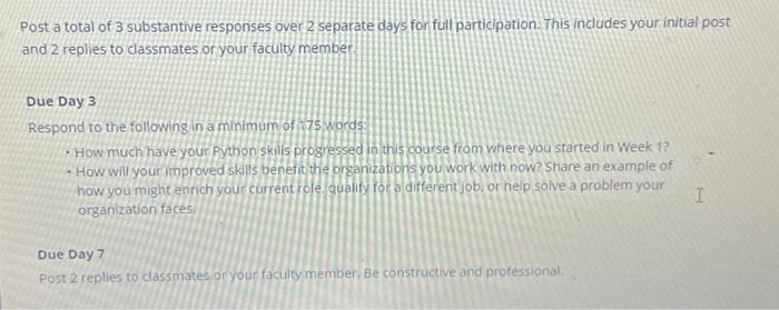Solved Post a total of 3 substantive responses over 2 | Chegg.com