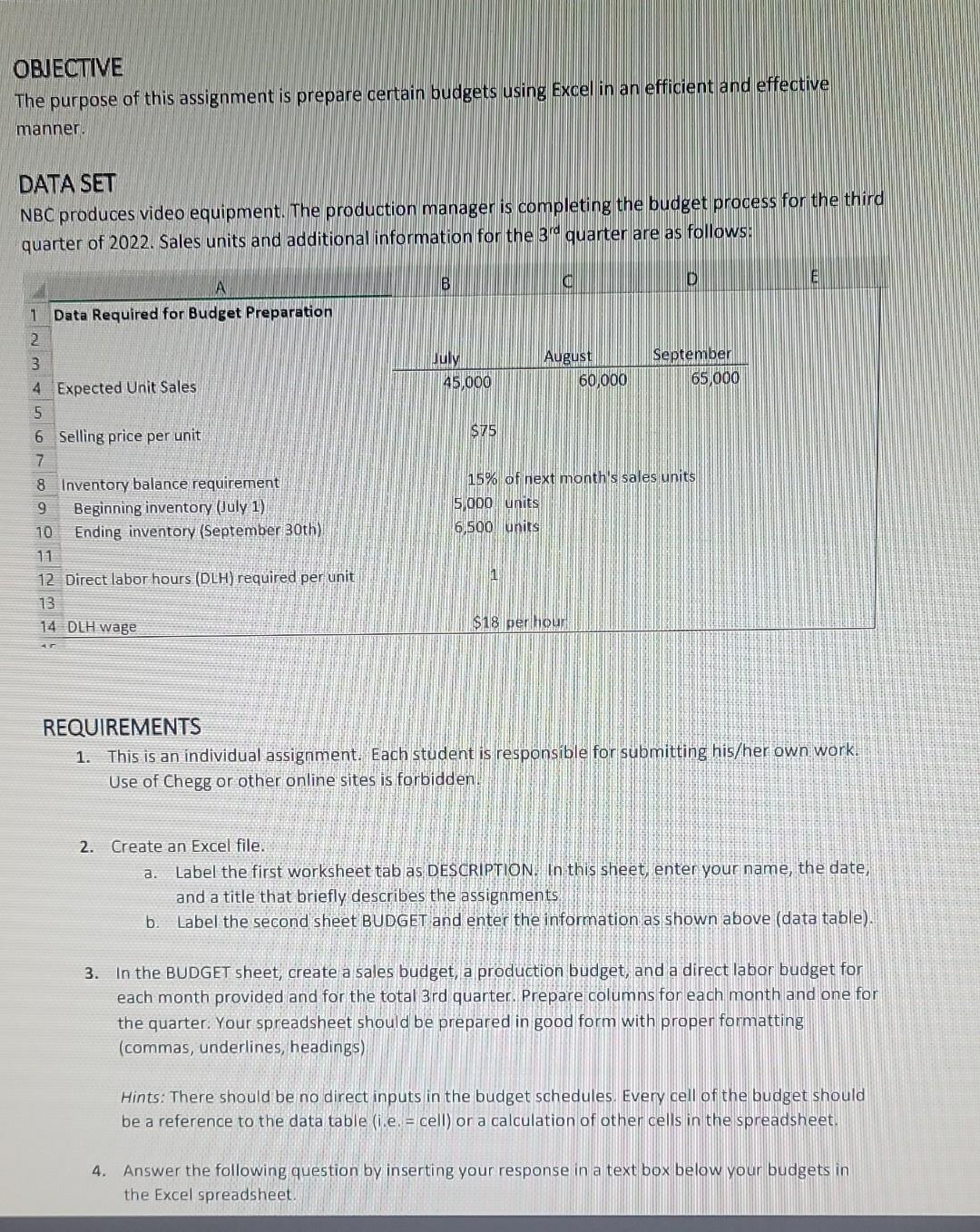 Solved OBUECTIVE The purpose of this assignment is prepare | Chegg.com