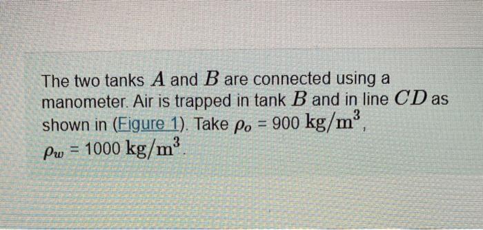 The two tanks A and B are connected using a | Chegg.com