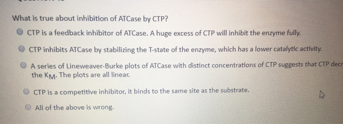 Solved What is true about inhibition of ATCase by CTP? CTP | Chegg.com