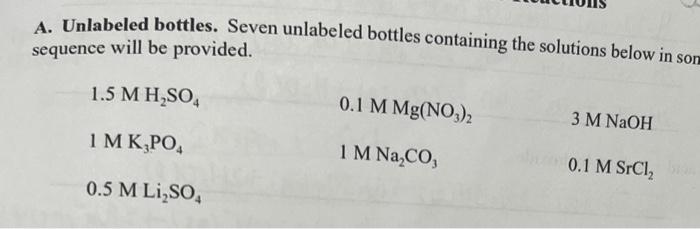 Solved A. Unlabeled bottles. Seven unlabeled bottles | Chegg.com