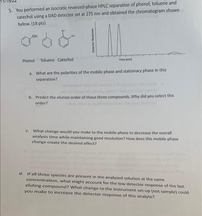 Solved 5. You performed an isocratic reversed-phase HPLC | Chegg.com