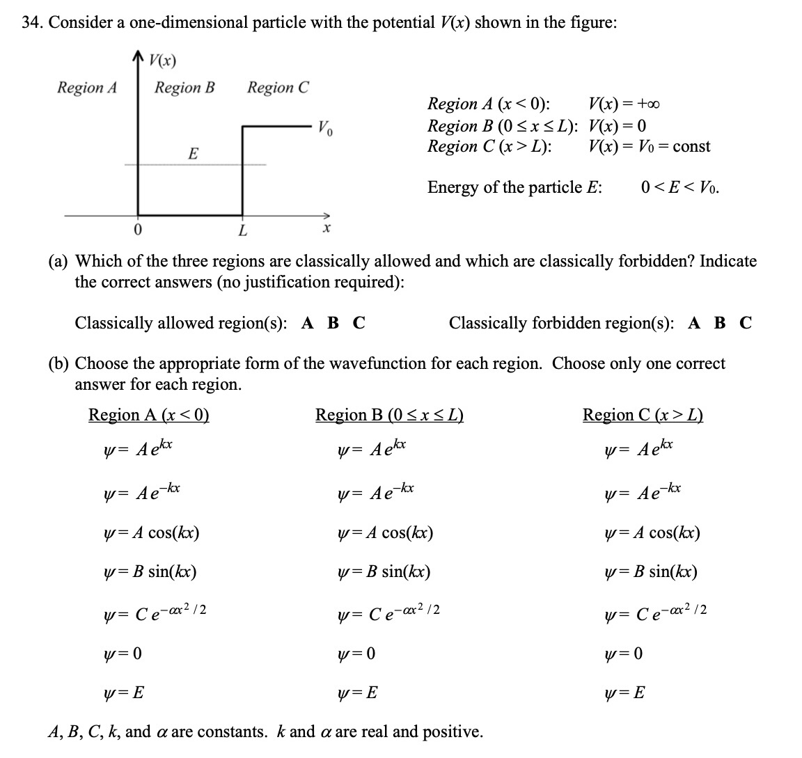 Solved Consider a one-dimensional particle with the | Chegg.com