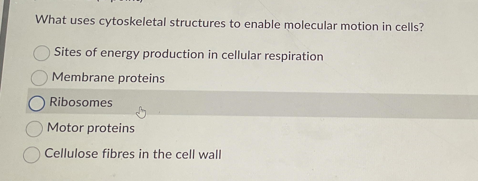 Solved What uses cytoskeletal structures to enable molecular | Chegg.com