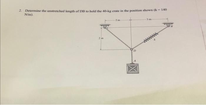 Solved 2. Determine the unstretched length of DB to hold the | Chegg.com