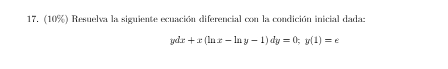 Solved (10%) ﻿Resuelva la siguiente ecuación diferencial con | Chegg.com