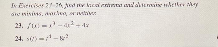 Solved In Exercises 23-26, find the local extrema and | Chegg.com