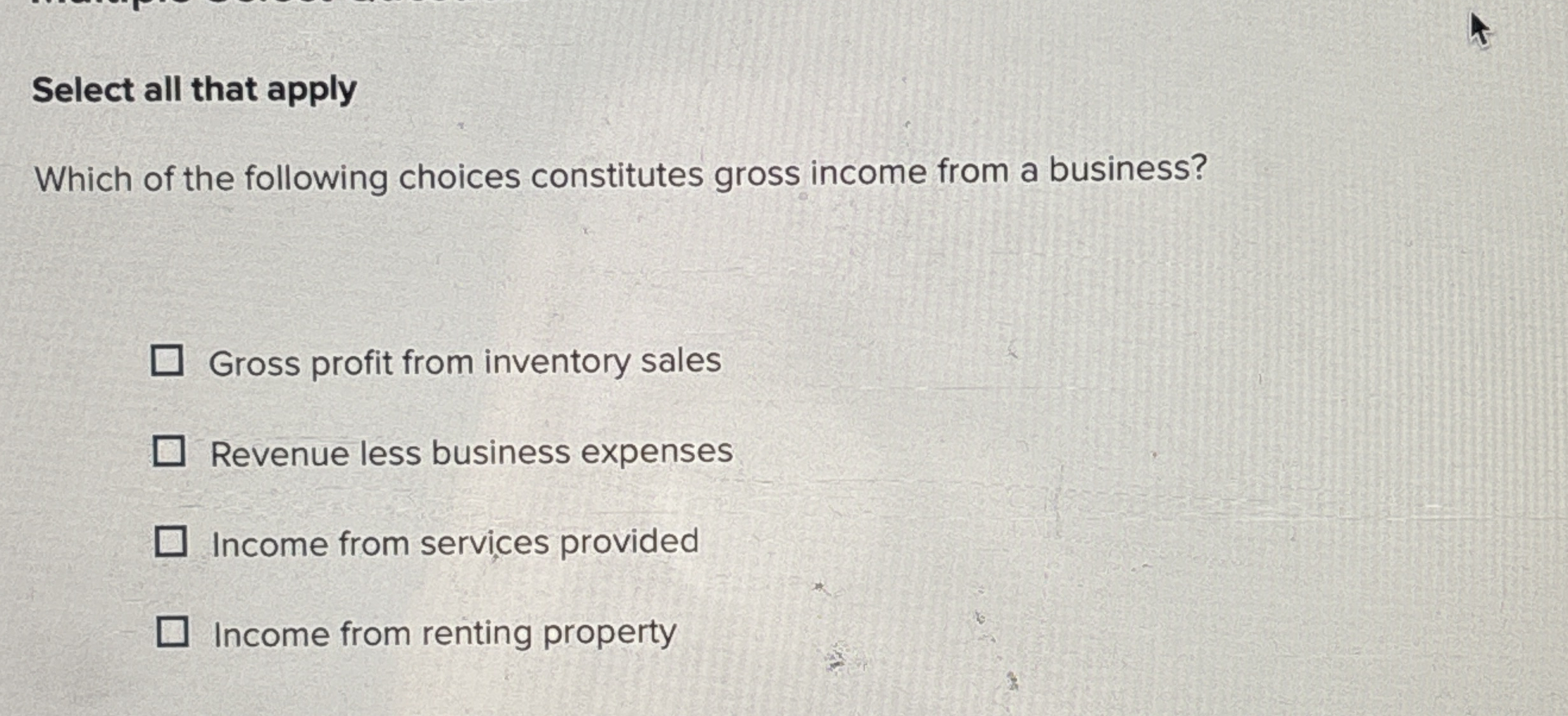 Solved Select all that applyWhich of the following choices | Chegg.com